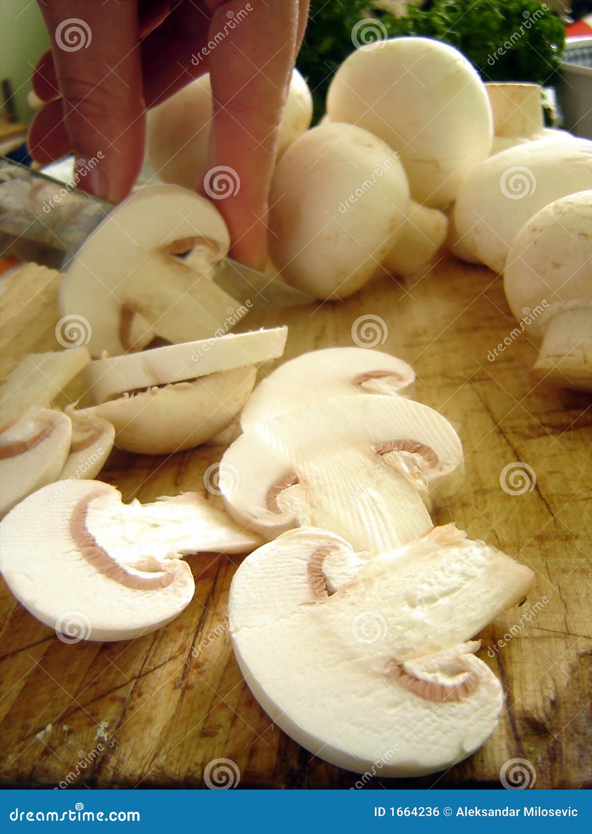 Cutting Mushrooms stock photo. Image of healthy, spring - 1664236