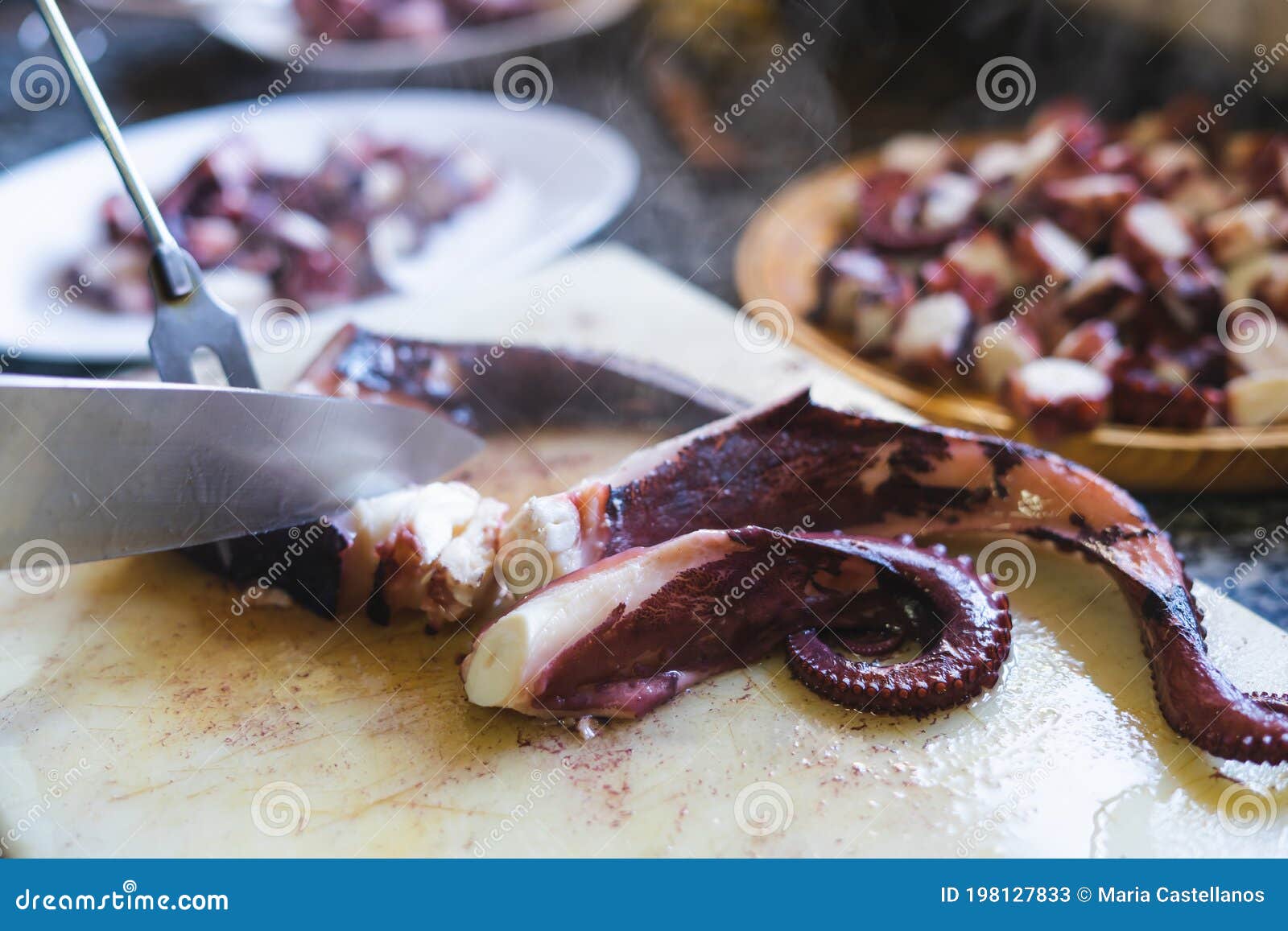 Cutting Octopus on Kitchen Board Stock Image - Image of freshness ...
