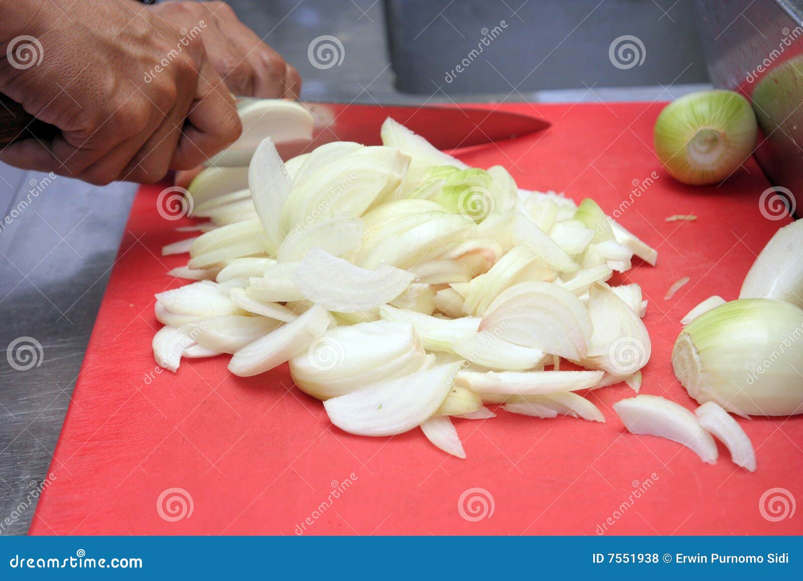 Cutting onion stock photo. Image of cook, slice, catering - 7551938