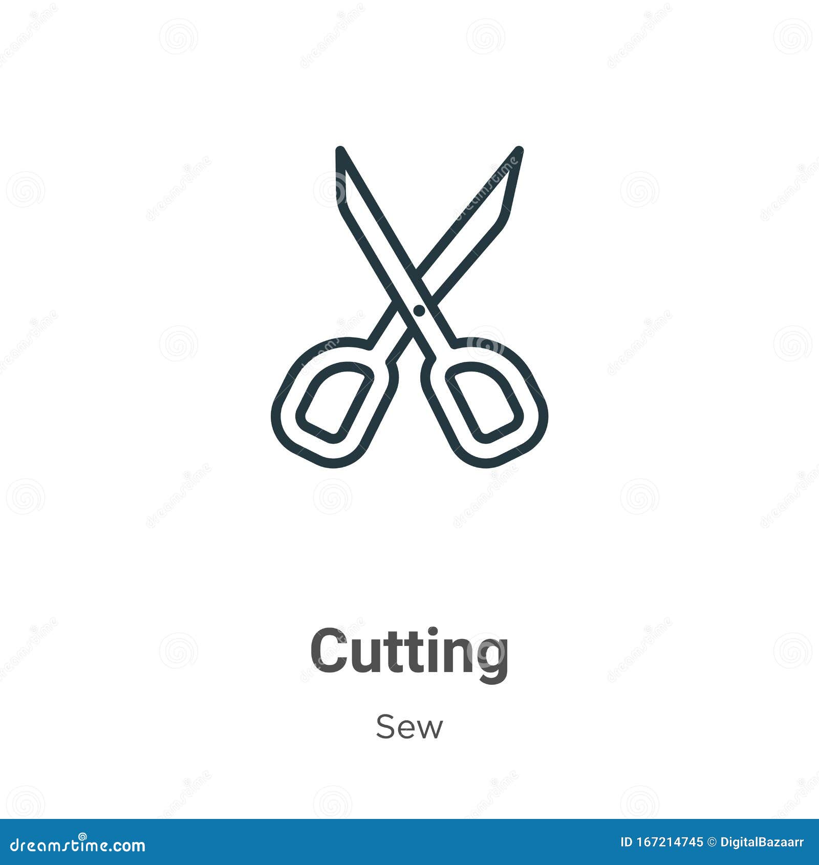 Cutting Outline Vector Icon. Thin Line Black Cutting Icon, Flat Vector ...