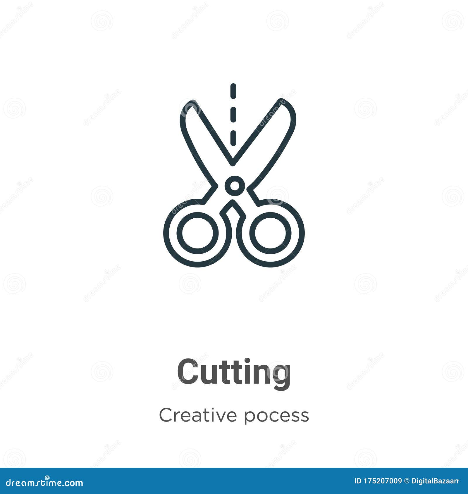 Cutting Outline Vector Icon. Thin Line Black Cutting Icon, Flat Vector ...