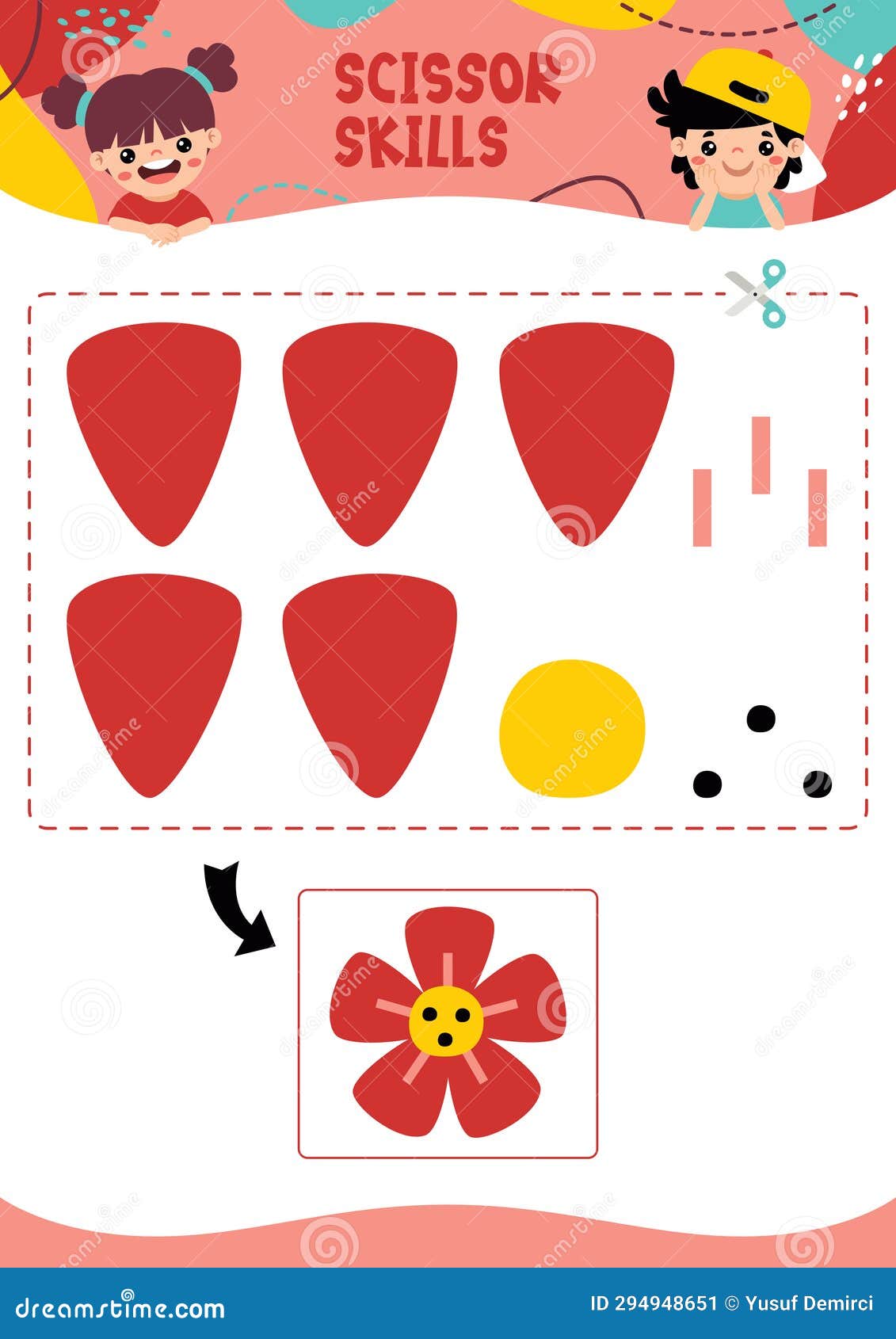 Cutting Paper Activity Page Template Stock Vector - Illustration of ...