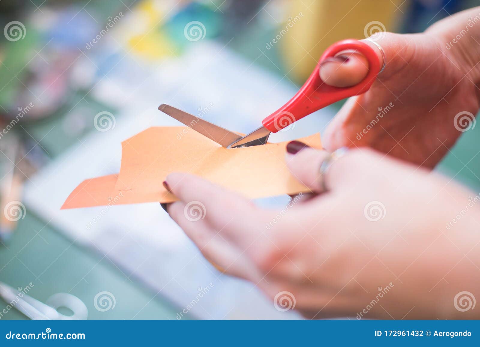 Cutting Paper with Scissors for Collage Art Stock Photo - Image of ...