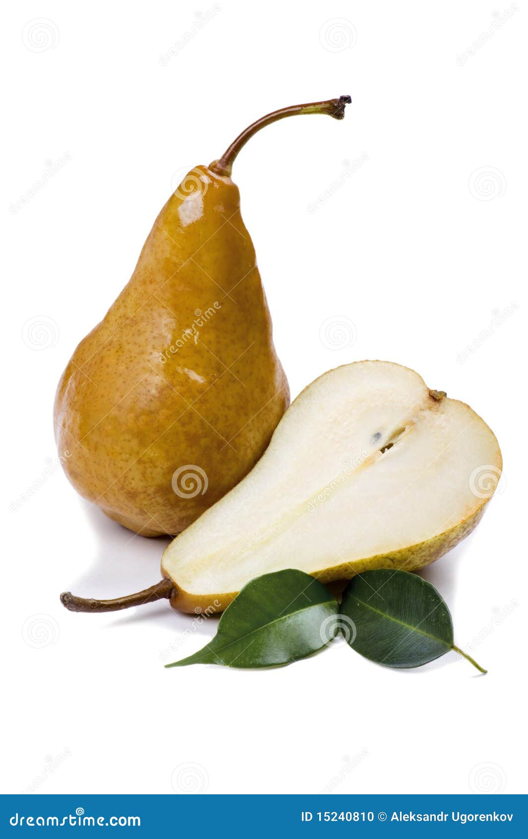 Cutting pear on white stock photo. Image of nature, juicy - 15240810