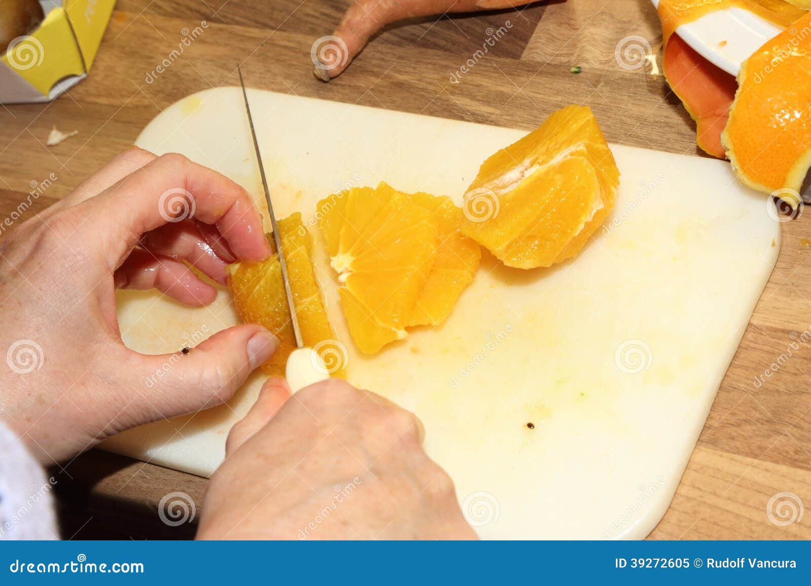 Sharp Knife Chopping Vegetable. According To Recipe. Prepare Ingredient ...