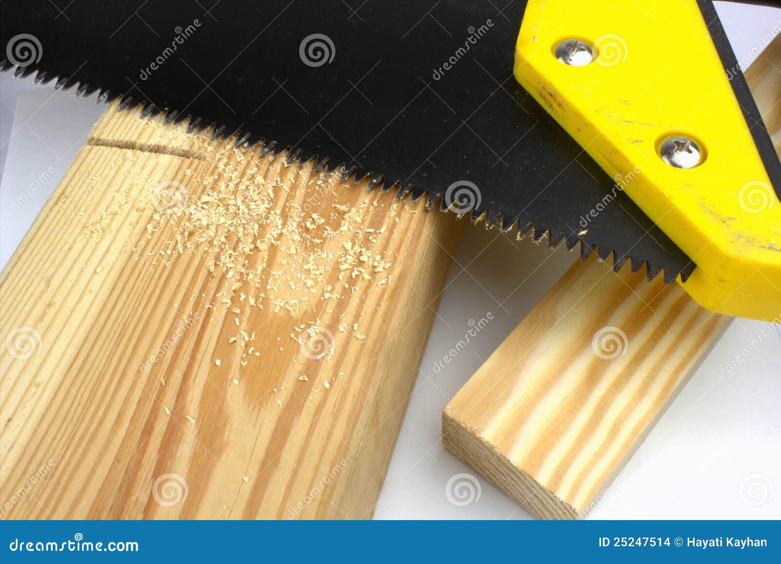 Cutting a Pine Timber and Sawdust Stock Photo - Image of design, plank ...