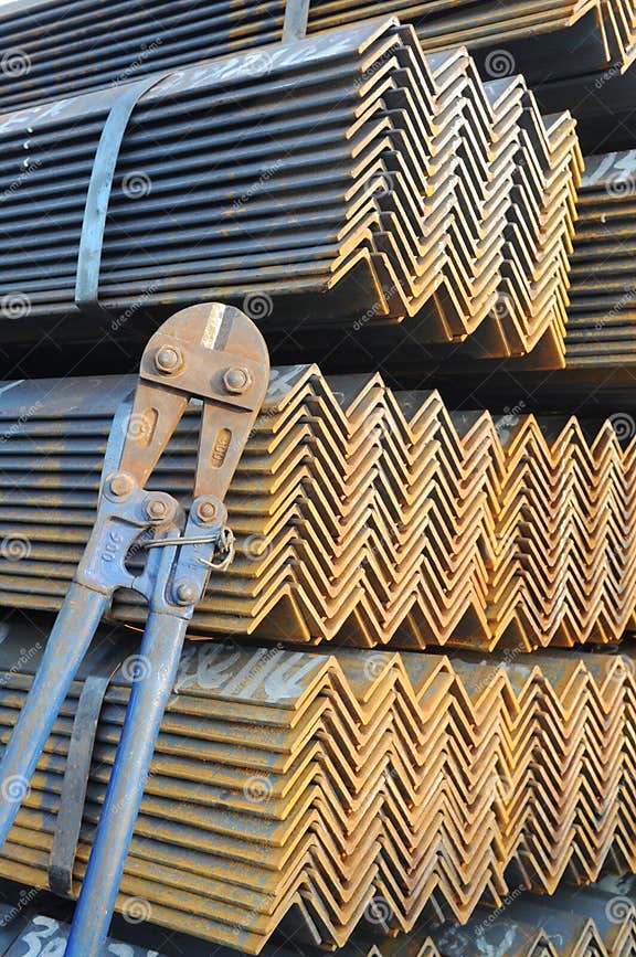 The Cutting Plier and Angle Steel Stack. Stock Image - Image of metal ...