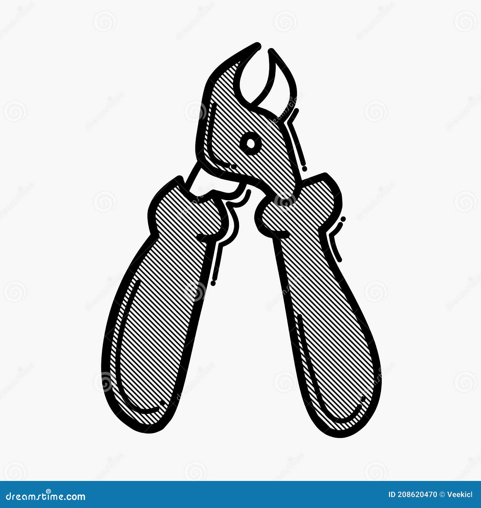 Cutting Pliers Doodle Vector Icon. Drawing Sketch Illustration Hand ...