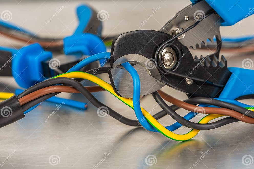 Cutting Pliers and Electrical Cable, Electric Workshop Tool Stock Image ...