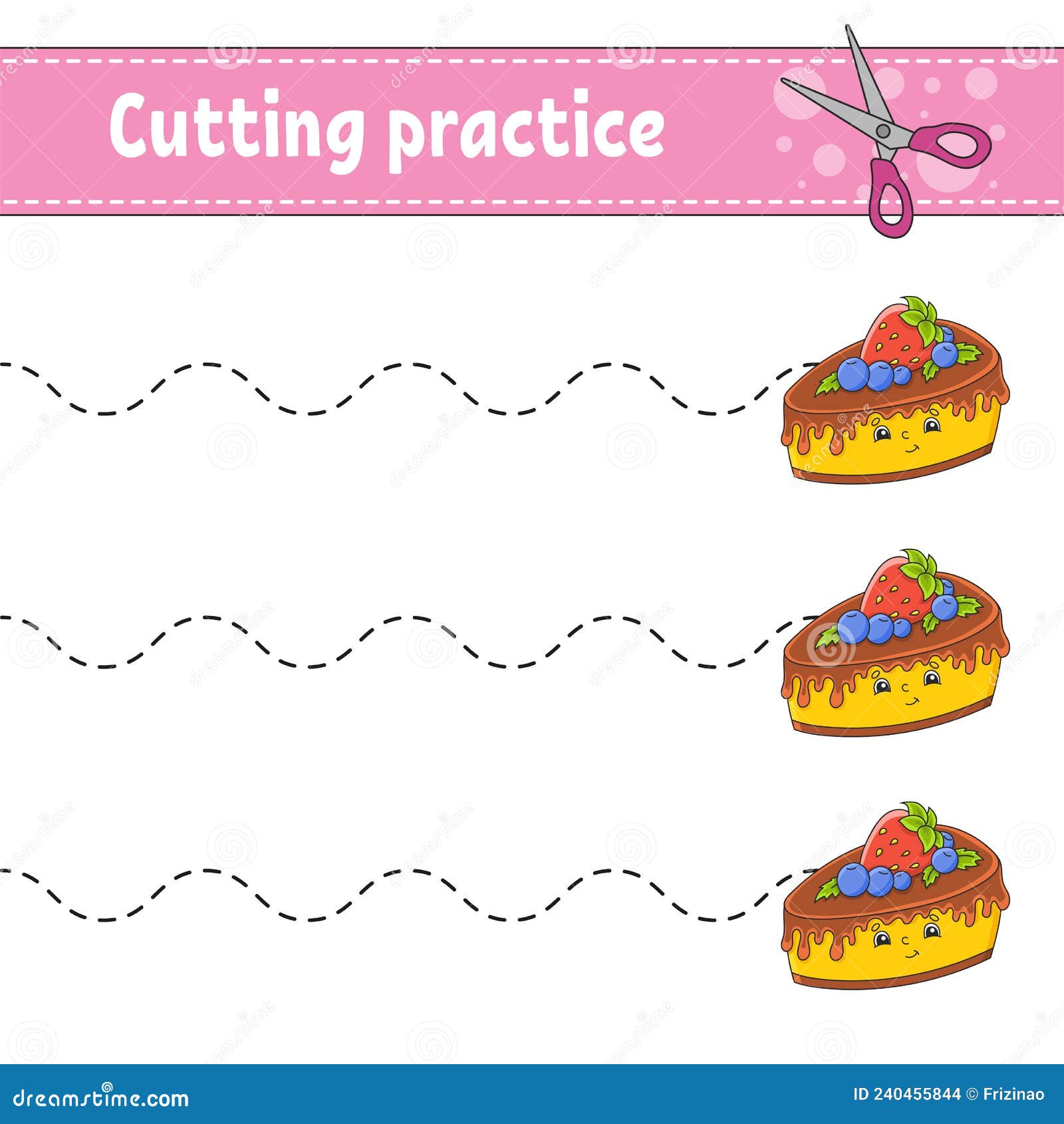 Cutting Practice for Kids. Education Developing Worksheet. Activity ...