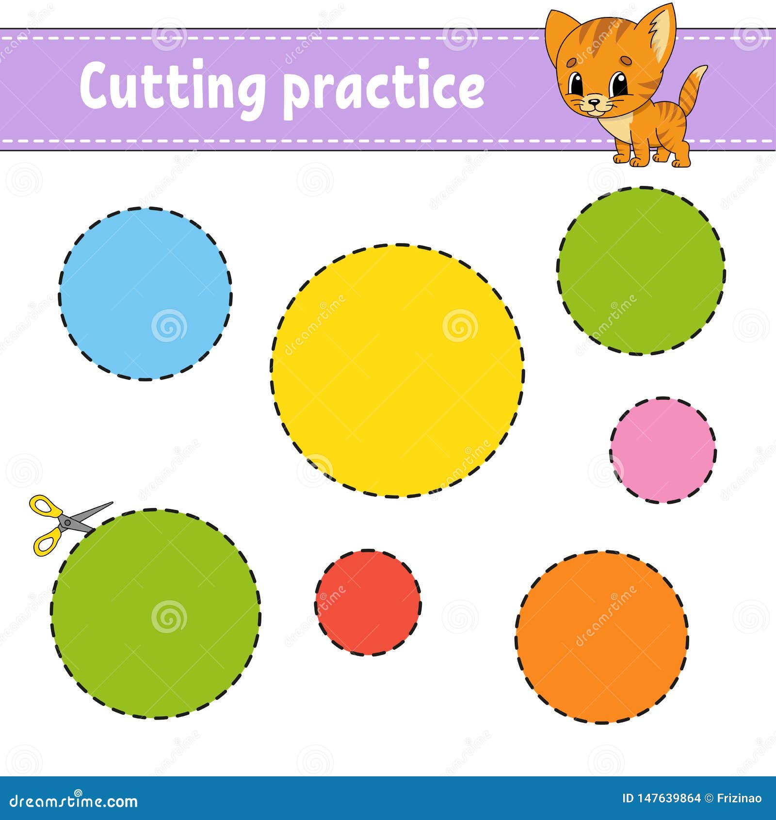 Cutting Practice for Kids. Education Developing Worksheet. Activity ...