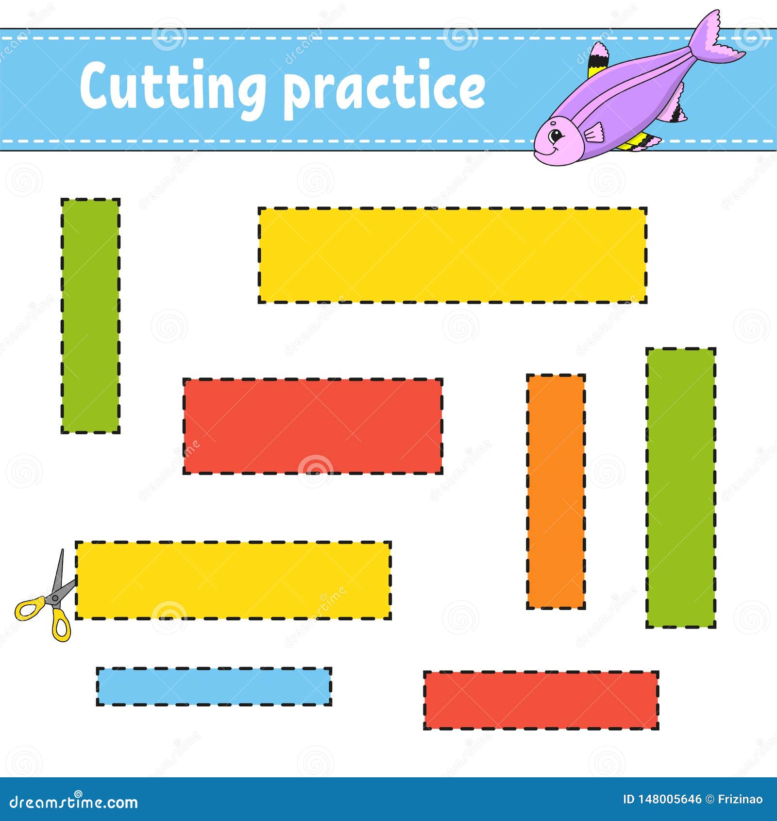 Cutting Practice for Kids. Education Developing Worksheet. Activity ...