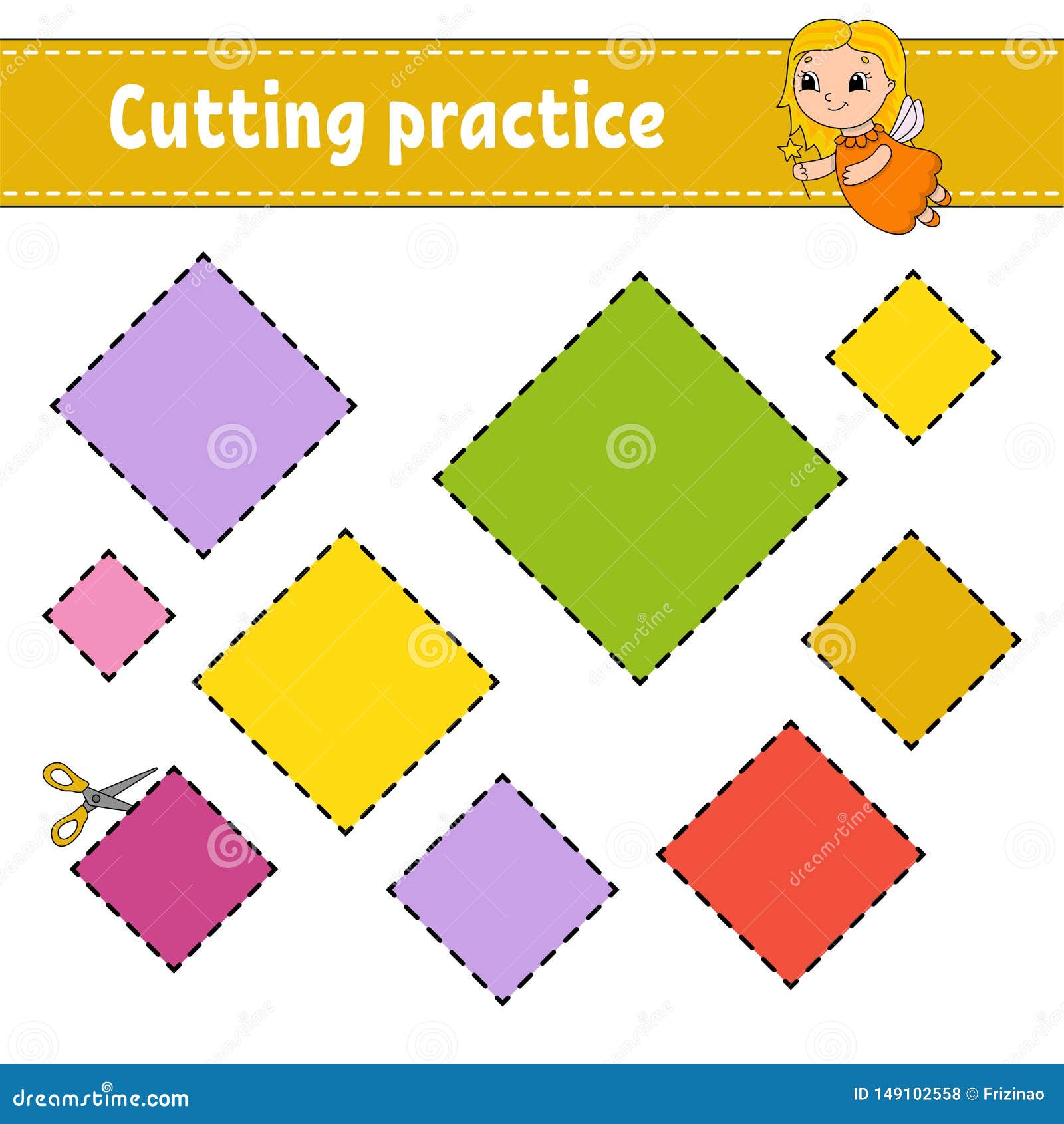 Cutting Practice for Kids. Education Developing Worksheet. Activity ...