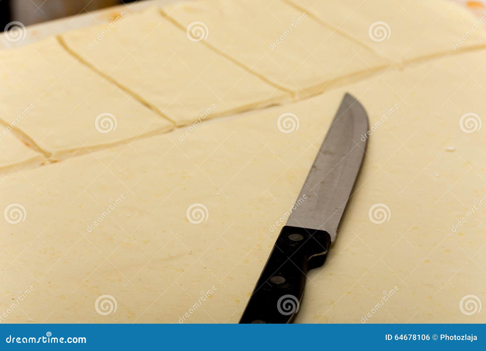 Cutting Puff Pastry for Frying Stock Photo - Image of horizontal, dough ...