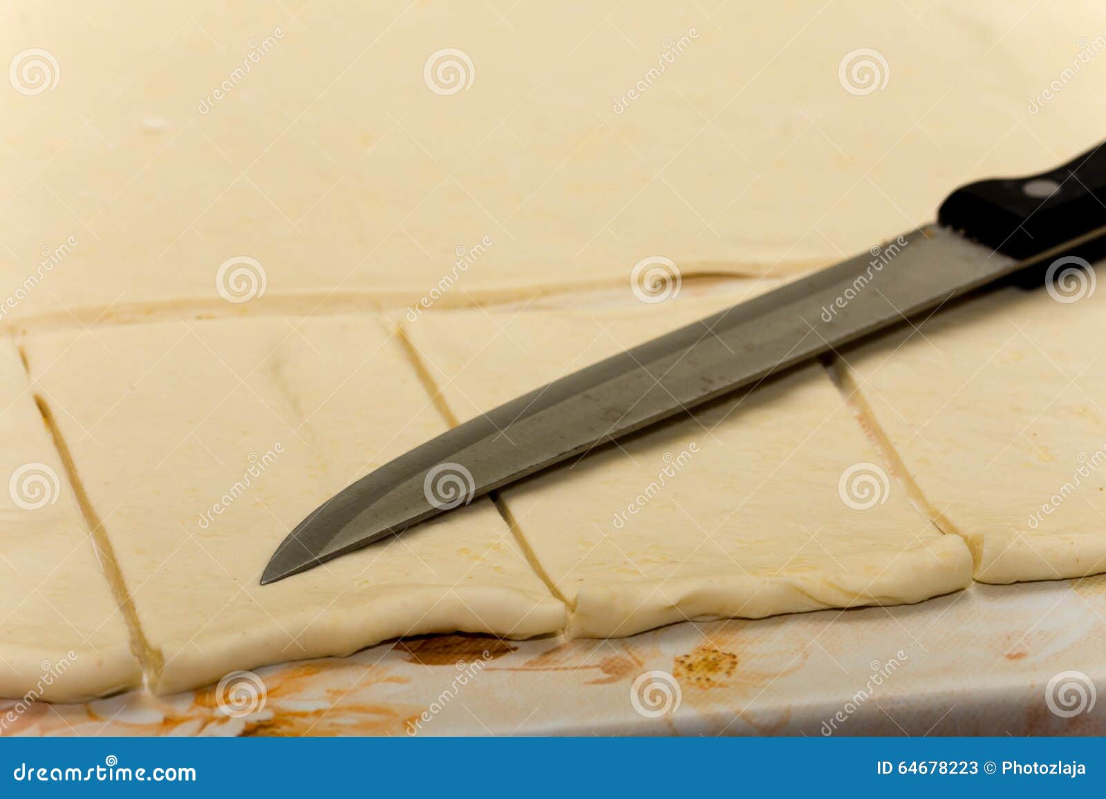 Cutting Puff Pastry for Frying Stock Image - Image of freshly ...