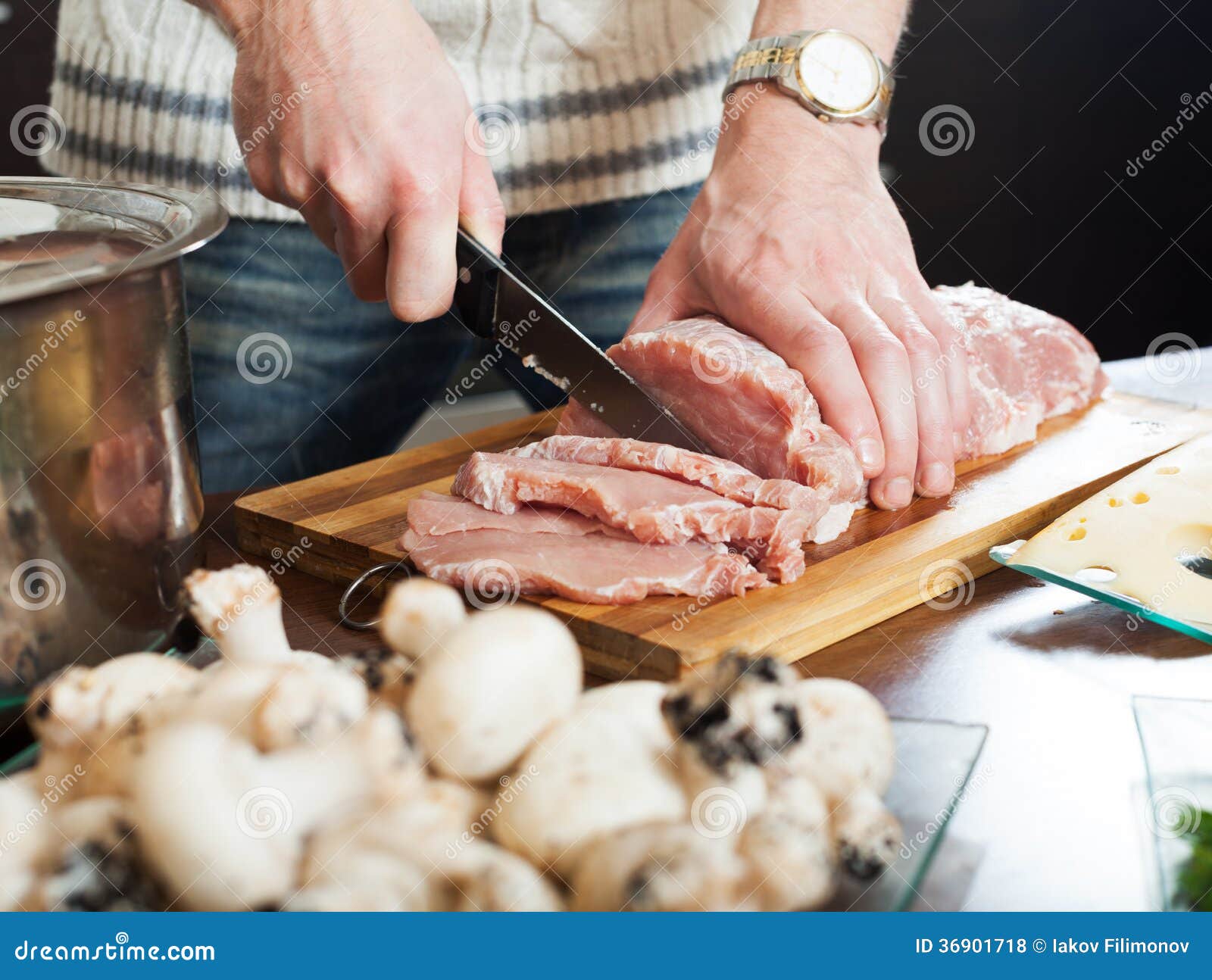 Cutting raw meat stock photo. Image of urbain, stages - 36901718