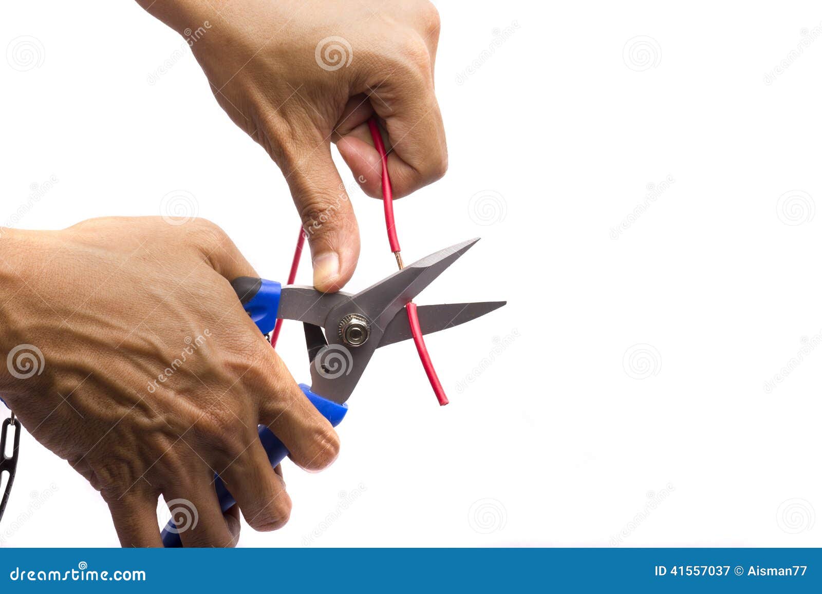 Cutting red cable stock image. Image of metal, installing - 41557037