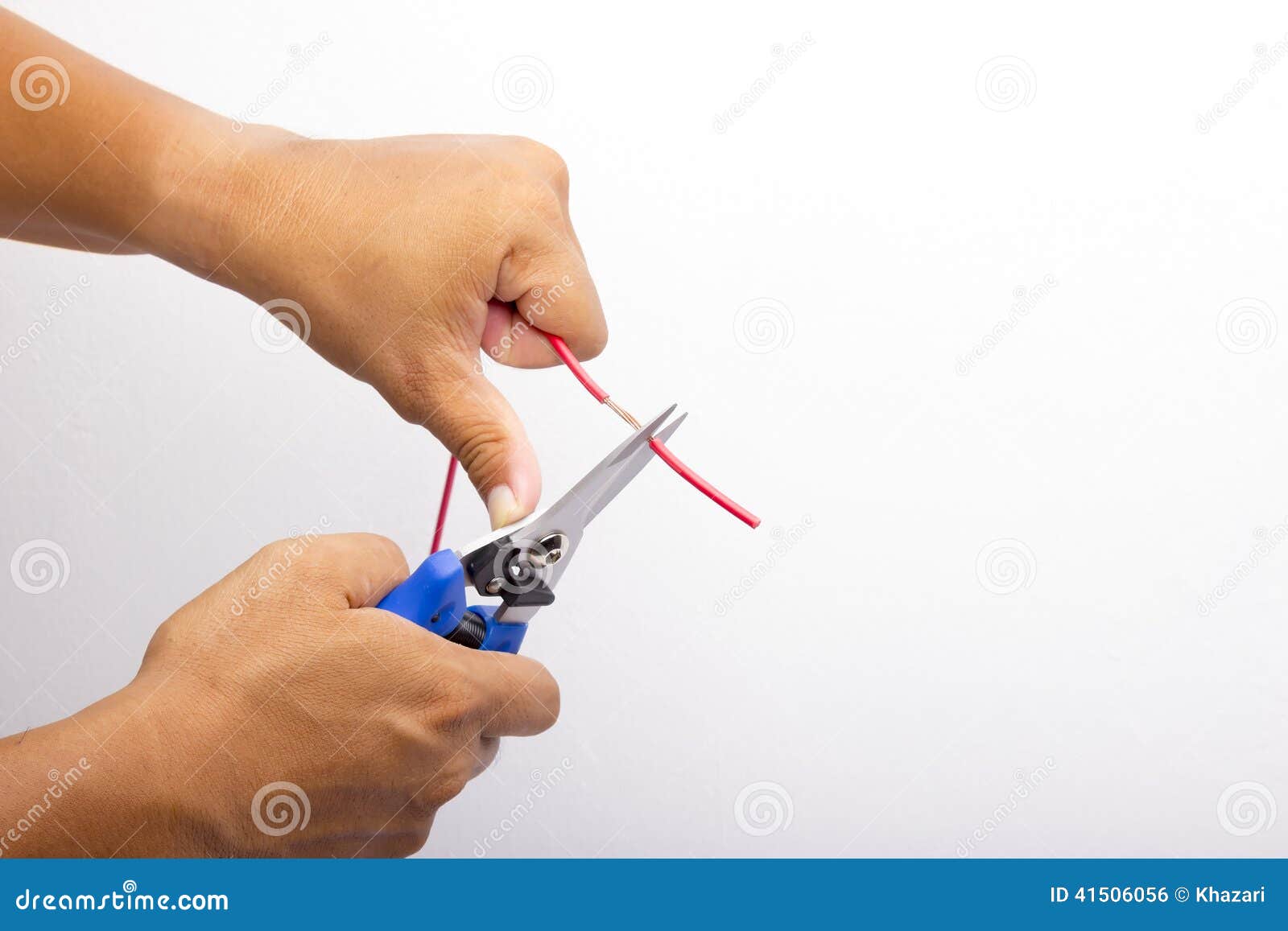 Cutting Red Cable with Nippers Stock Photo - Image of orange ...