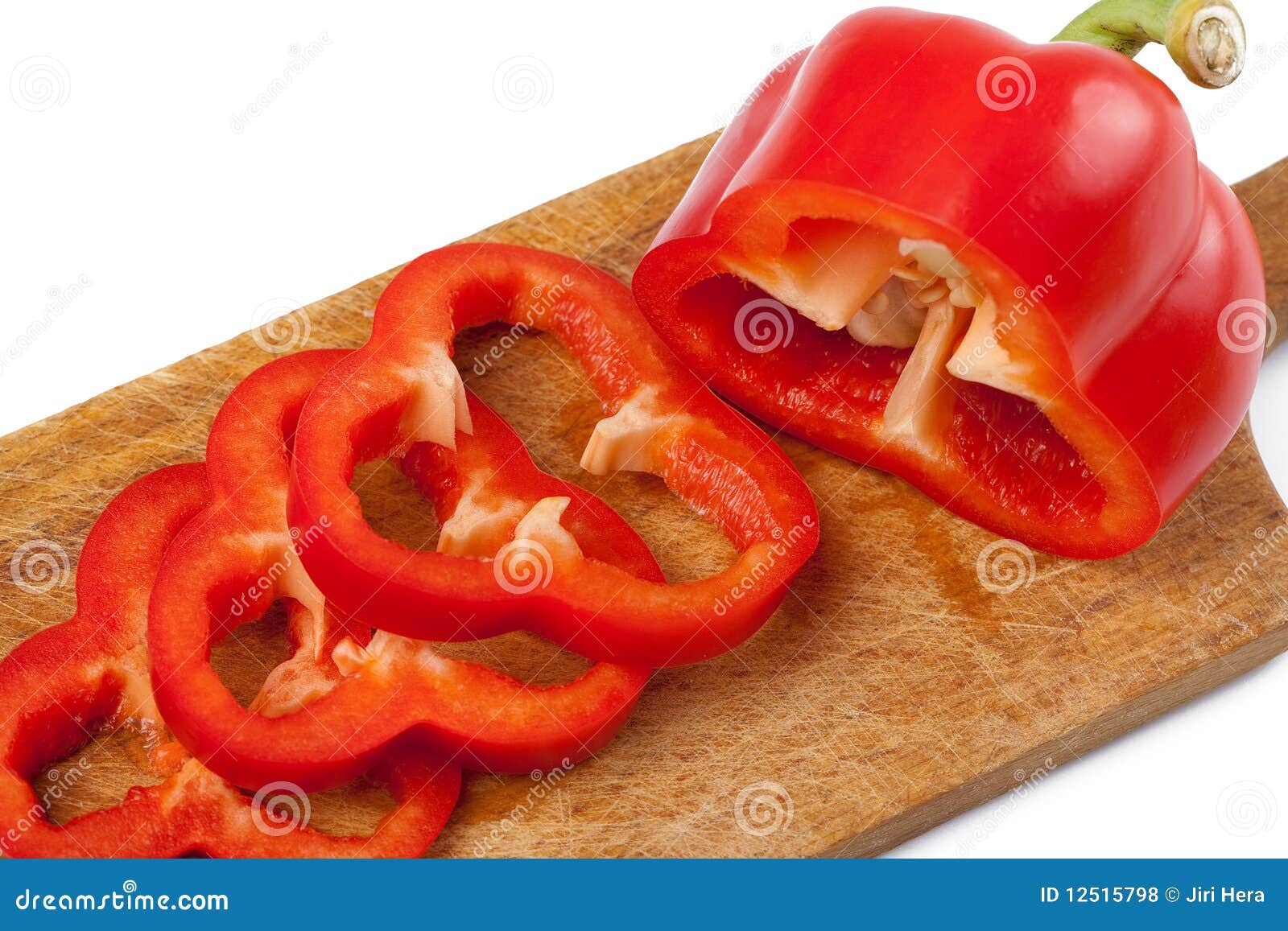Cutting red pepper on wood stock photo. Image of food - 12515798