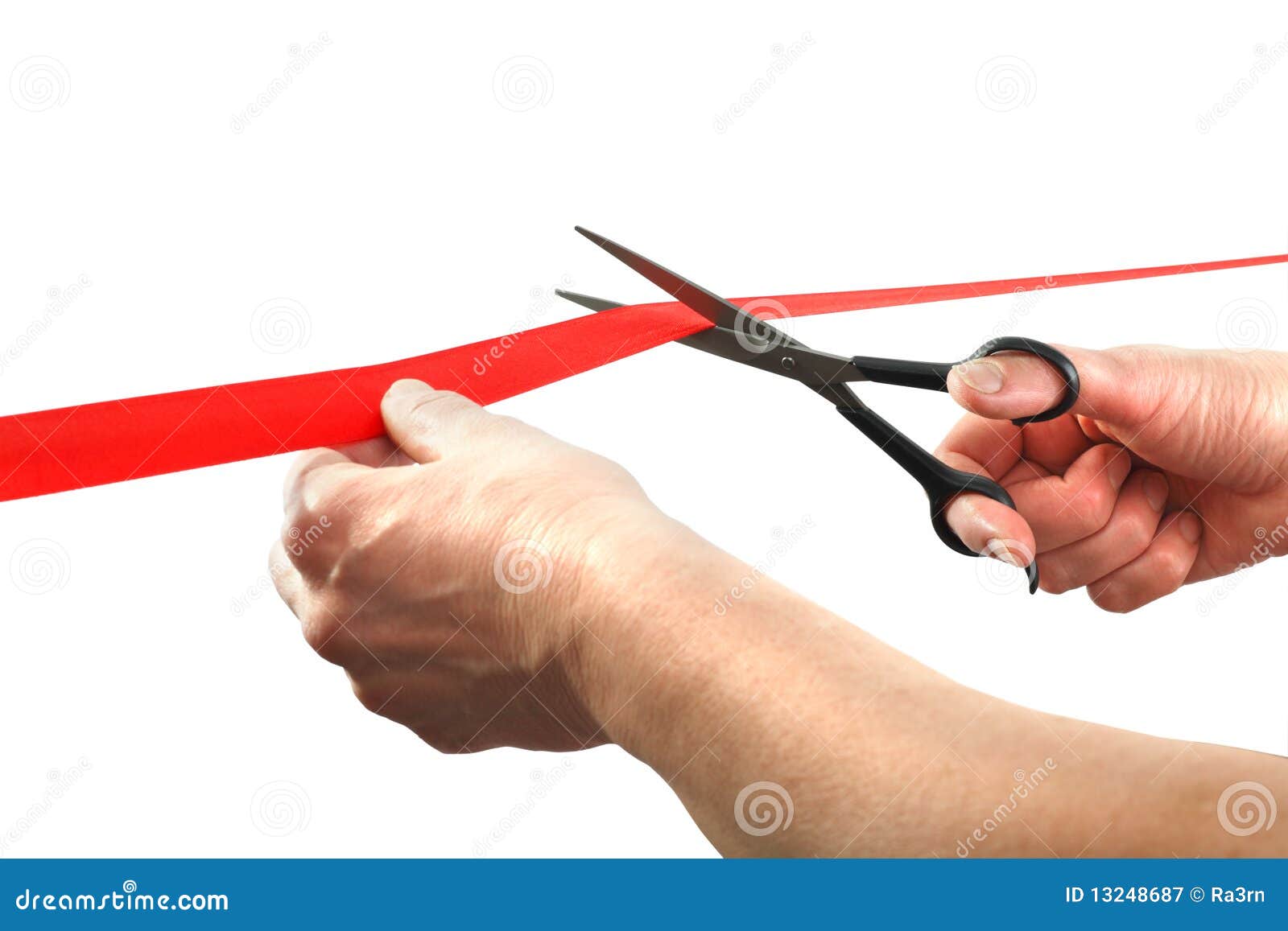 Cutting Red Tape stock image. Image of closeup, white - 13248687