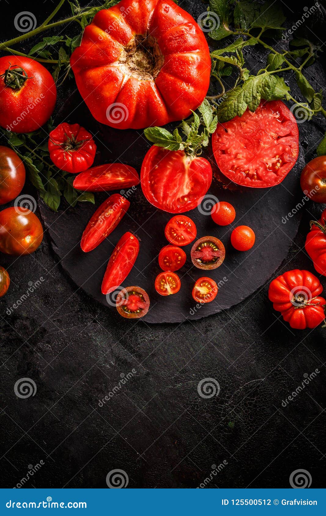 Cutting Red Tomatoes Composition Stock Photo - Image of tasty, ripe ...
