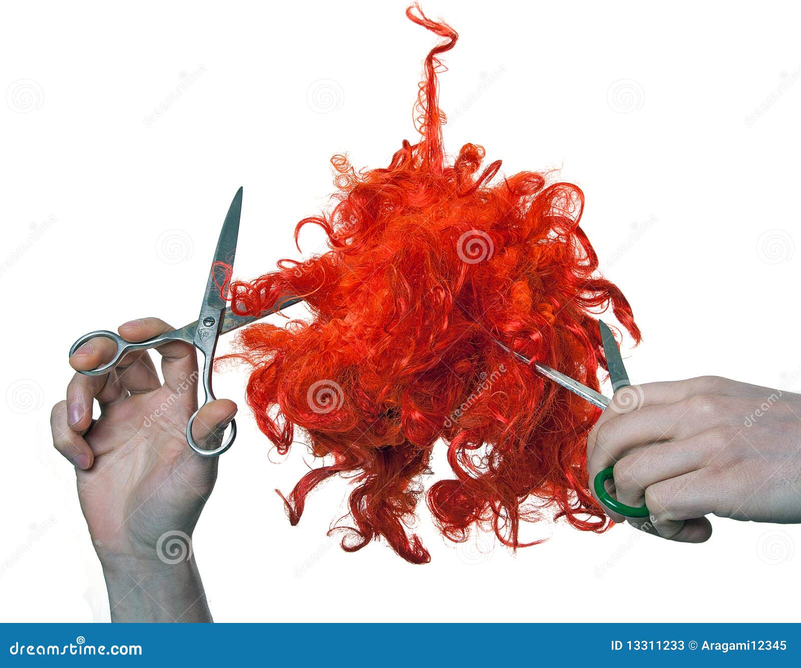 Cutting red wig stock image. Image of barber, portrait - 13311233