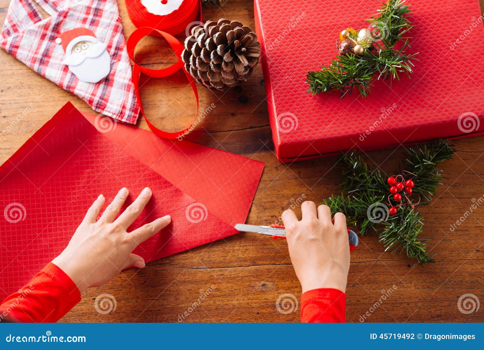 Cutting red wrapper stock photo. Image of celebration - 45719492