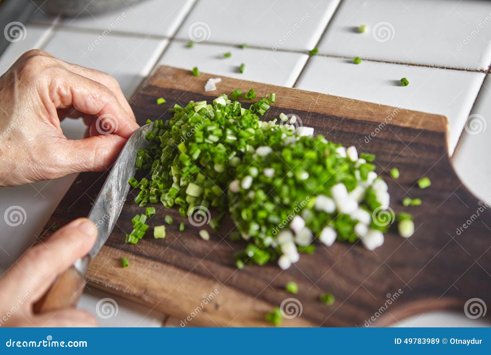 Cutting scallion stock image. Image of food, kitchen - 49783989