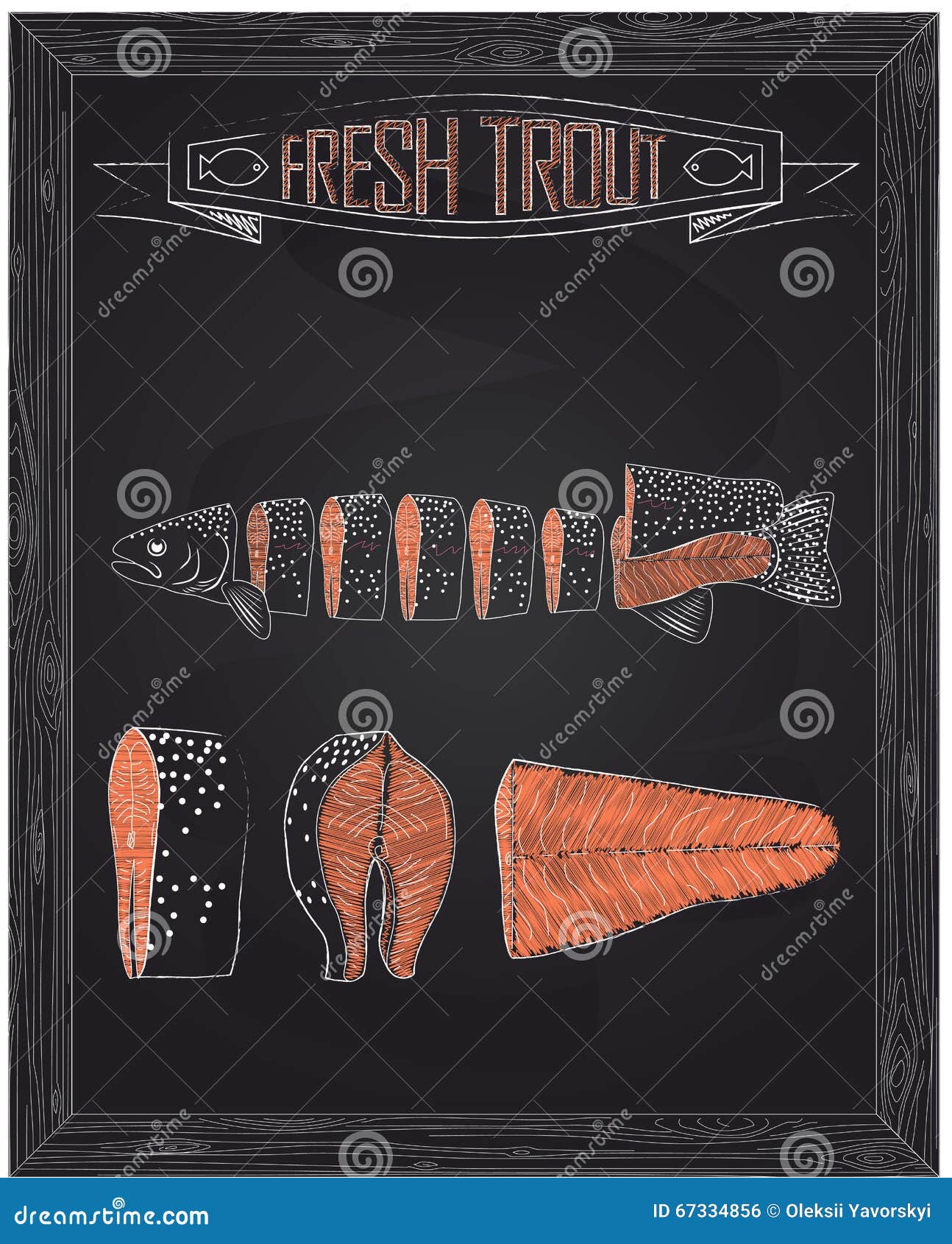Cutting scheme fresh trout stock vector. Illustration of gourmet - 67334856