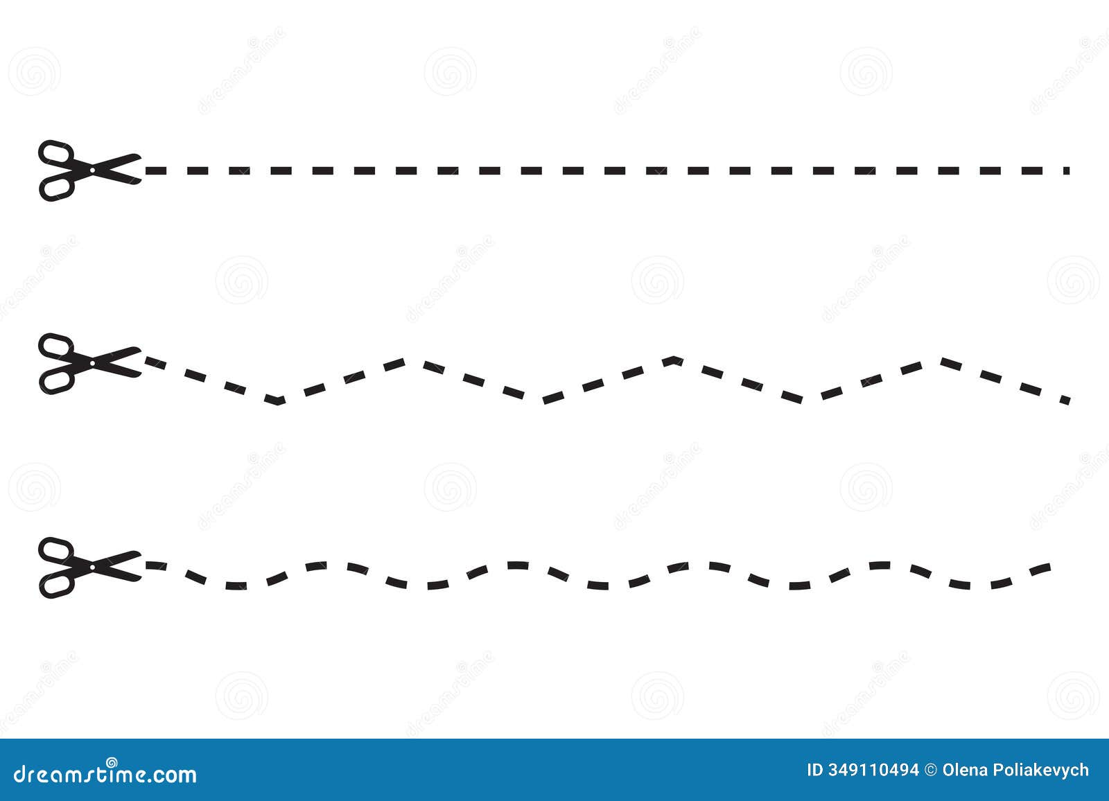 Scissors Cut Lines Symbol. Scissor Cutting Trim Icon. Vector ...