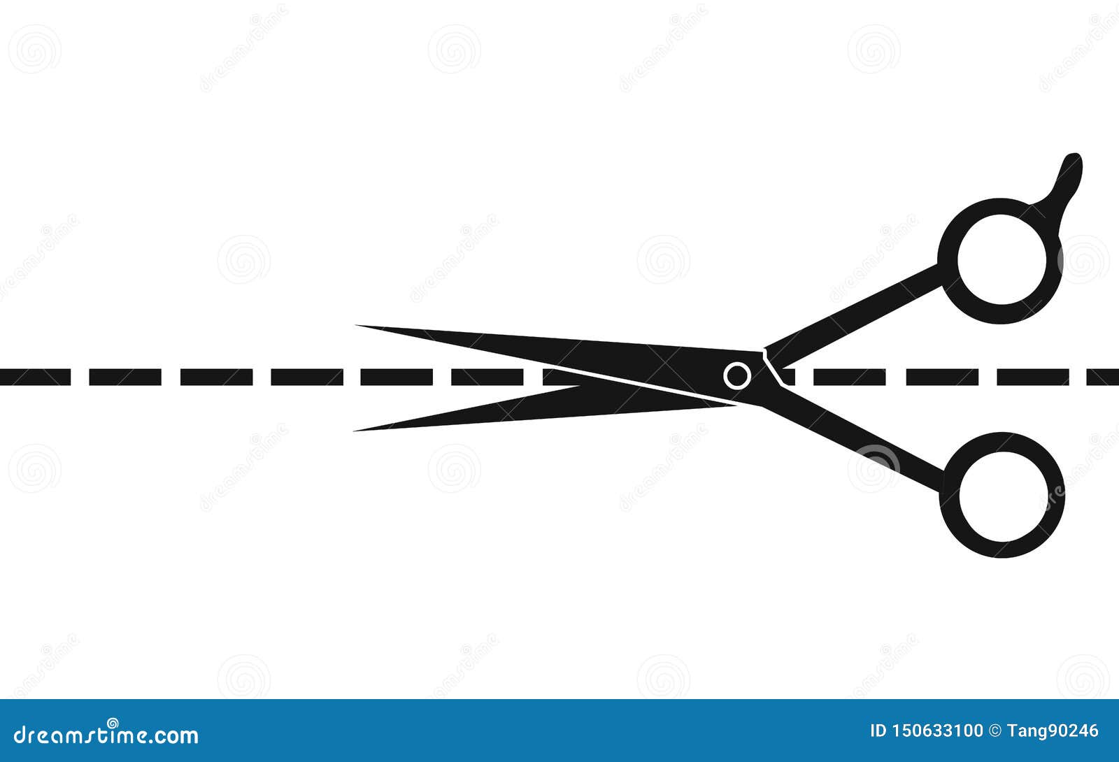 Cutting Scissors and Lines on White Background Stock Illustration ...