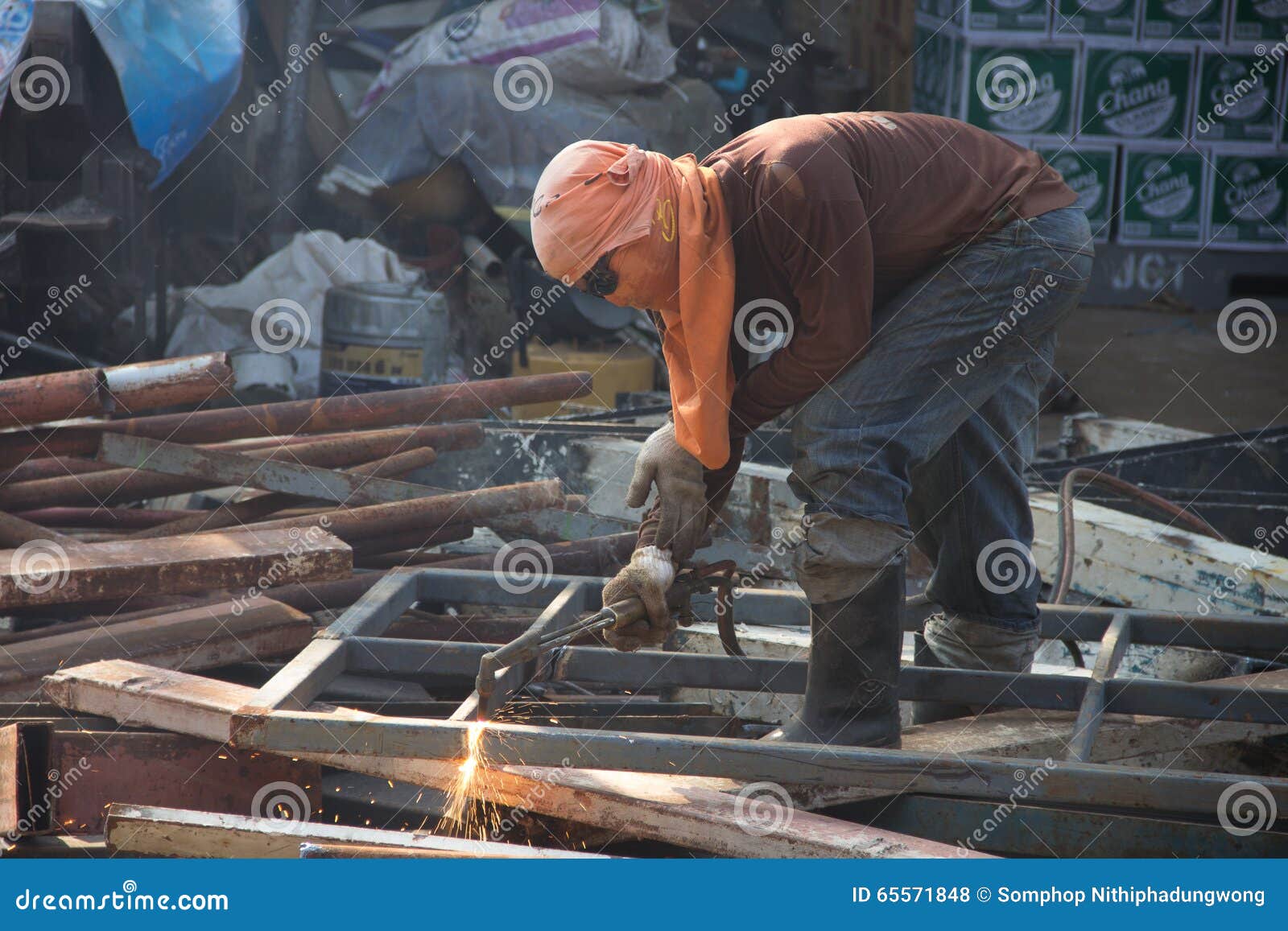 Cutting scrap metal stock photo. Image of cutting, steel - 65571848