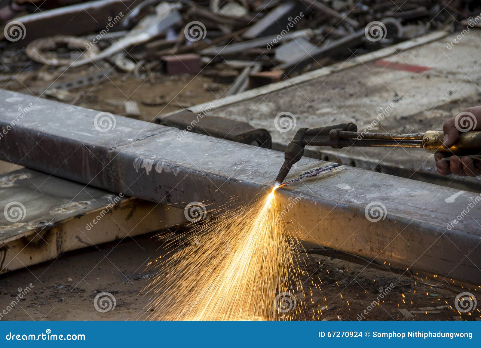 Cutting scrap metal stock photo. Image of cutting, steel - 67270924