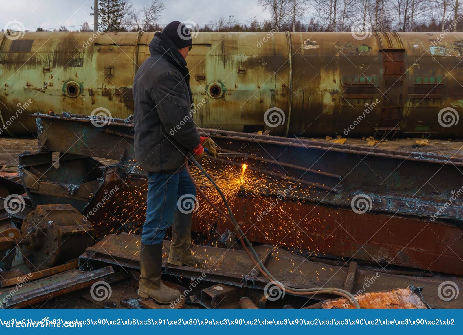 Cutting Scrap Metal by Thermal Lance Stock Photo - Image of recyclables ...