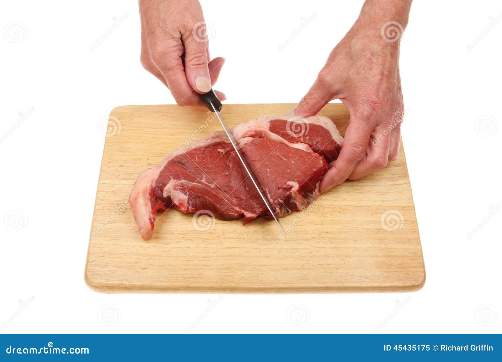 Cutting steak stock image. Image of rump, steak, hand - 45435175