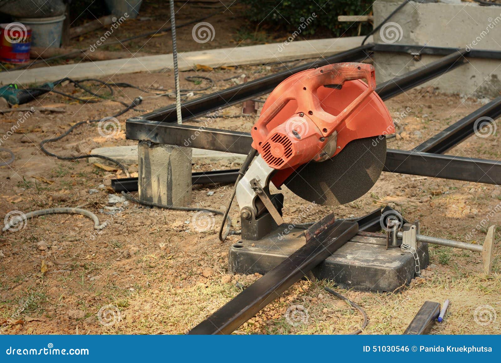 Cutting Steel with Machine for Cutting Steel Stock Photo - Image of ...