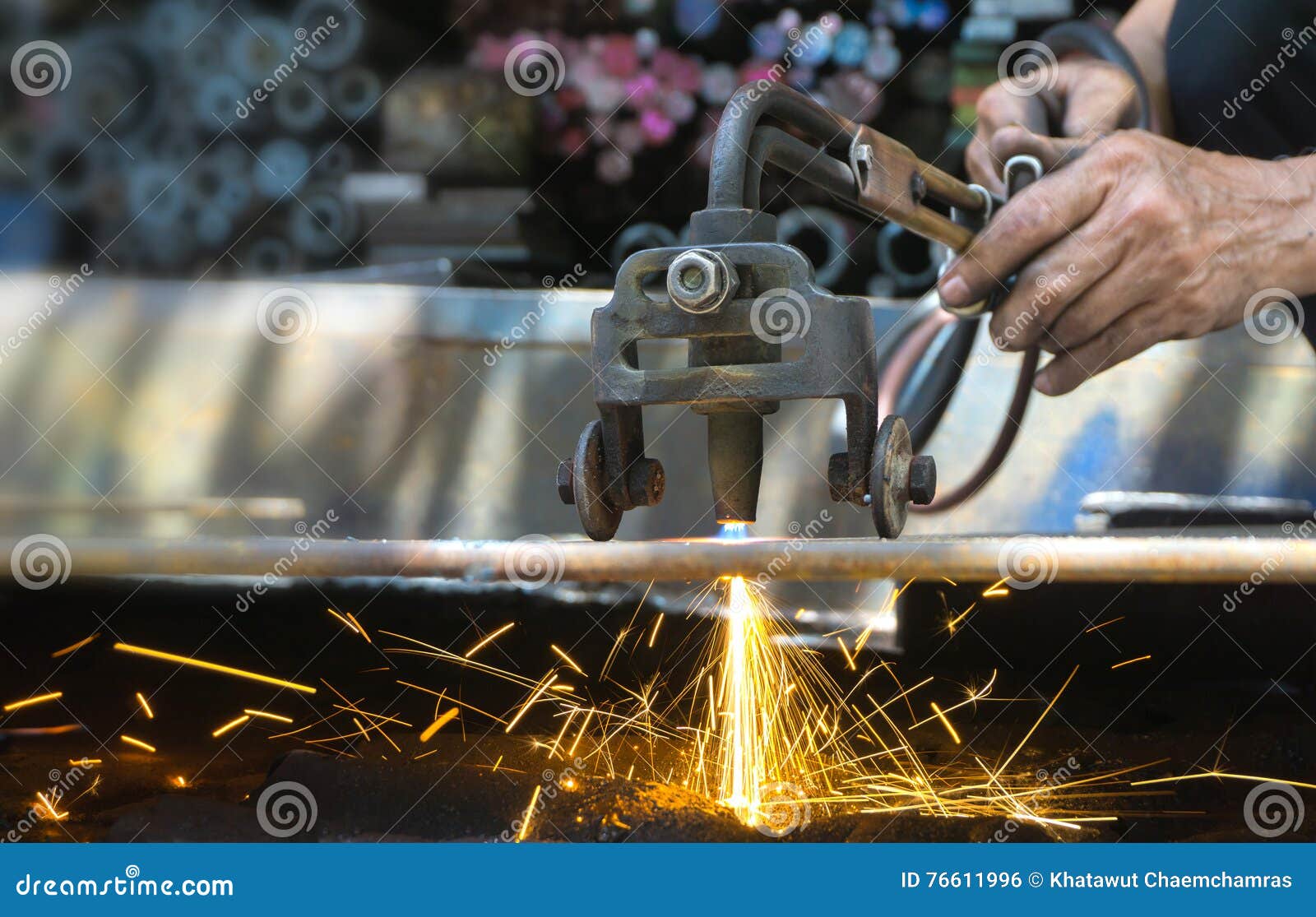 Cutting Steel plate stock photo. Image of manufacturing - 76611996