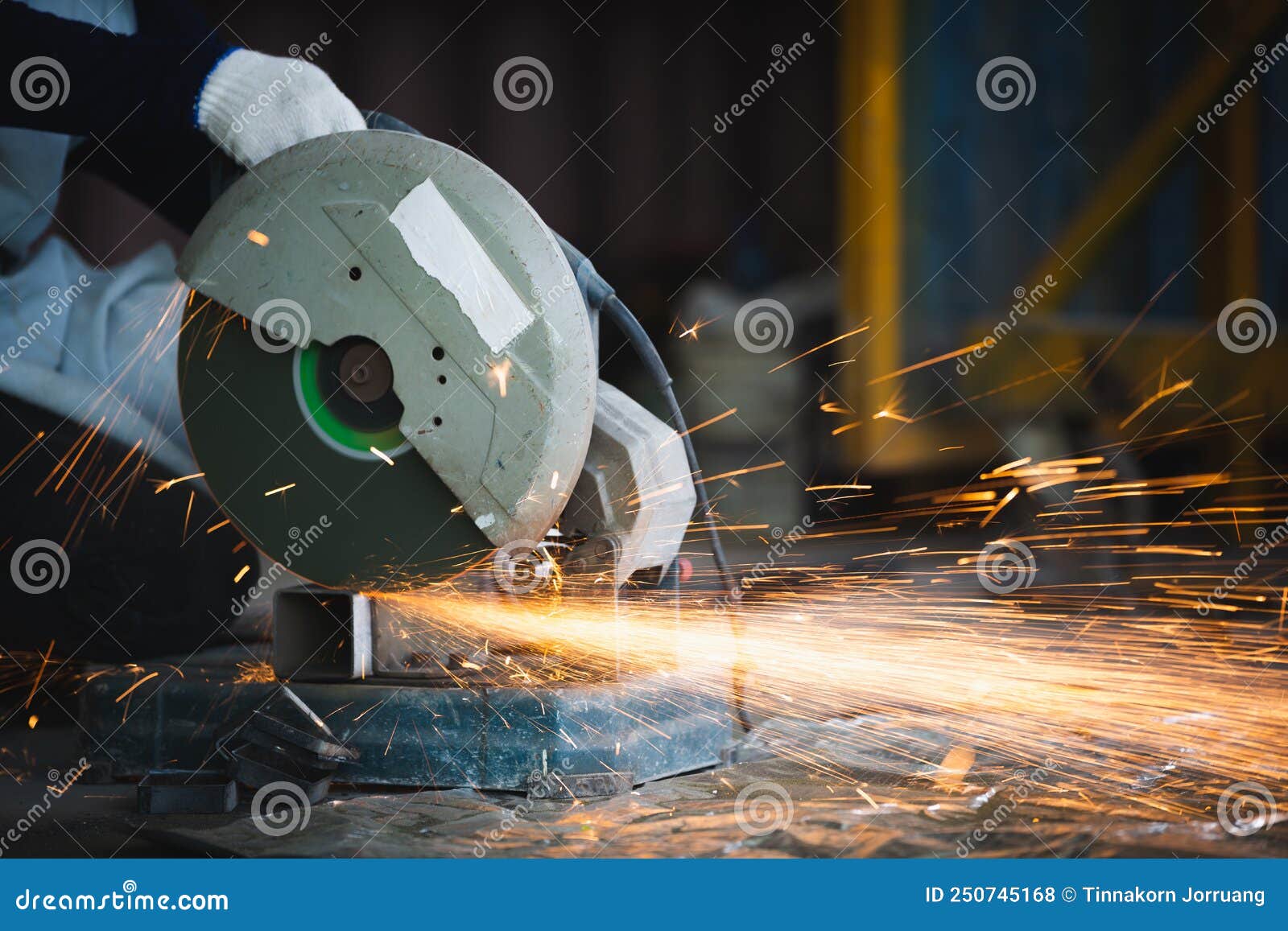 Cutting of a Steel with Splashes of Sparks, Metal Processing with Angle ...