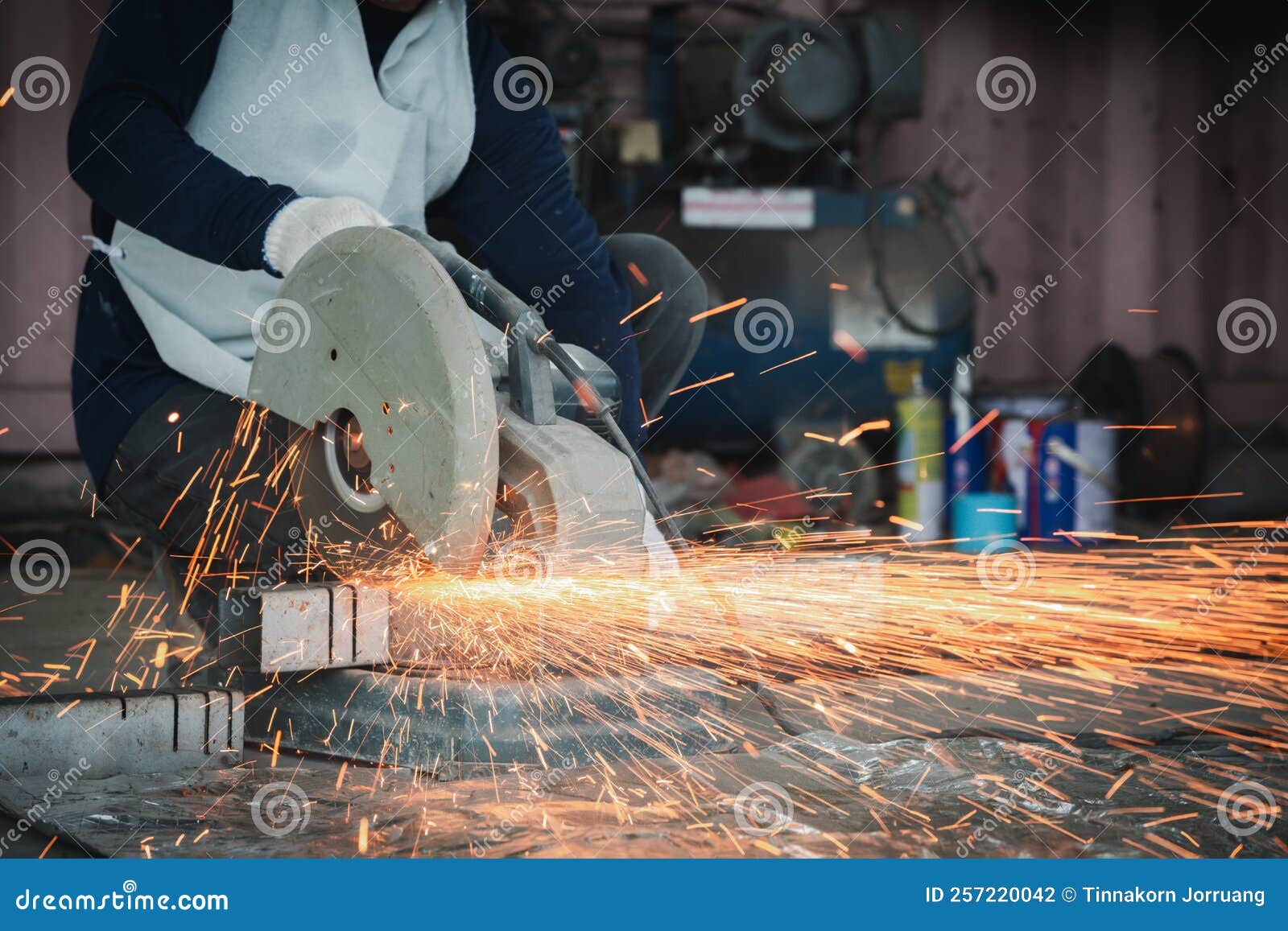 Cutting of a Steel with Splashes of Sparks, Metal Processing with Angle ...