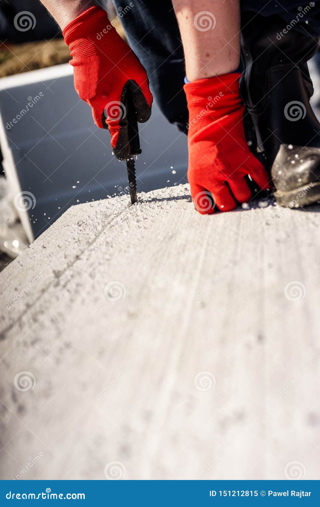 Cutting Styrofoam on the Construction Site Stock Image - Image of ...