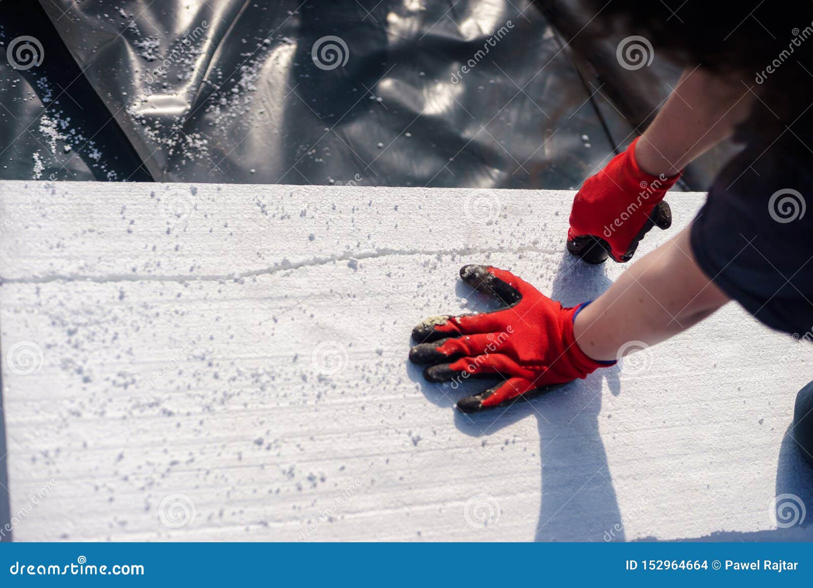 Cutting Styrofoam on the Construction Site Stock Photo - Image of ...
