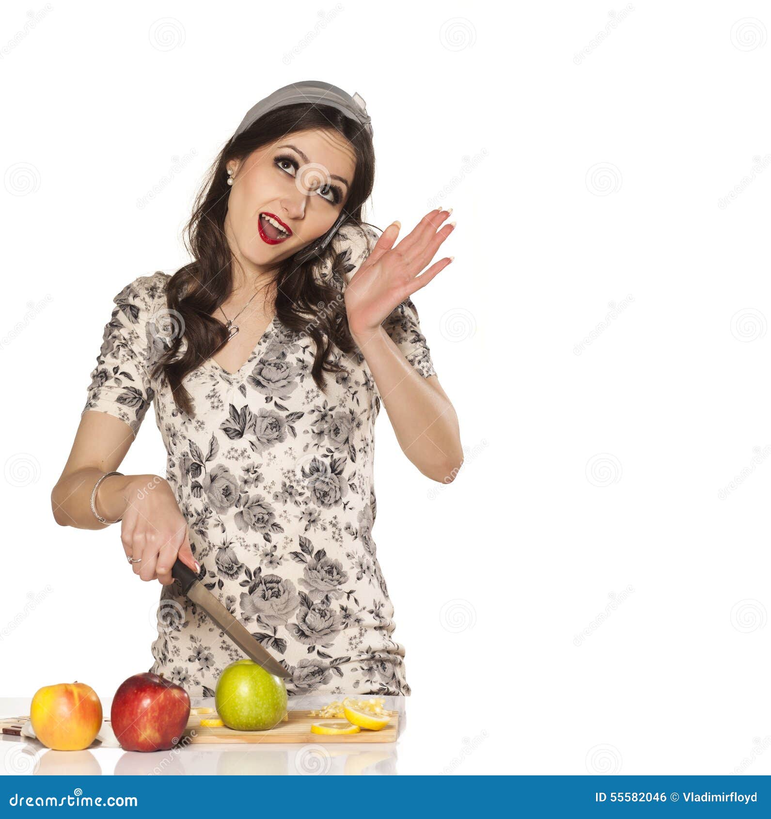 Cutting and talking stock photo. Image of apple, hair - 55582046