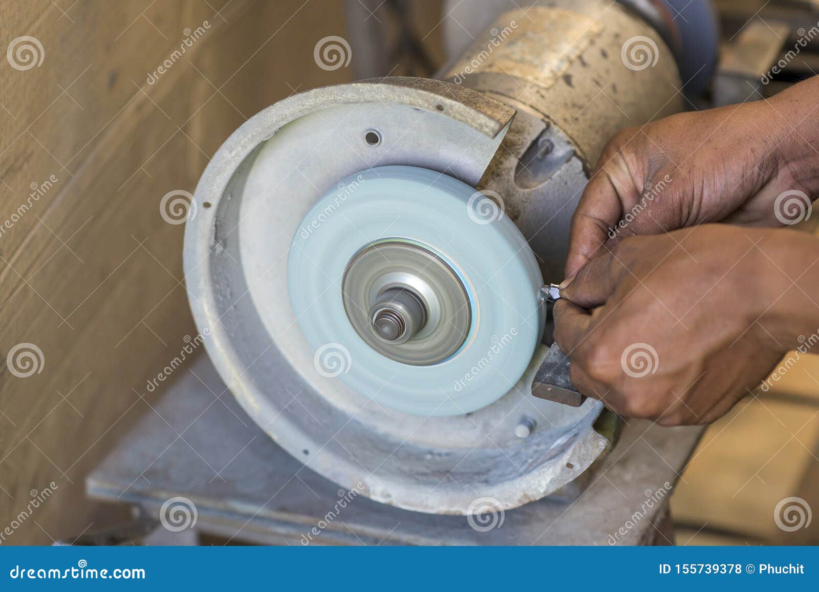 The Cutting Tools Regrinding Process by Dressing Stone. Stock Photo ...