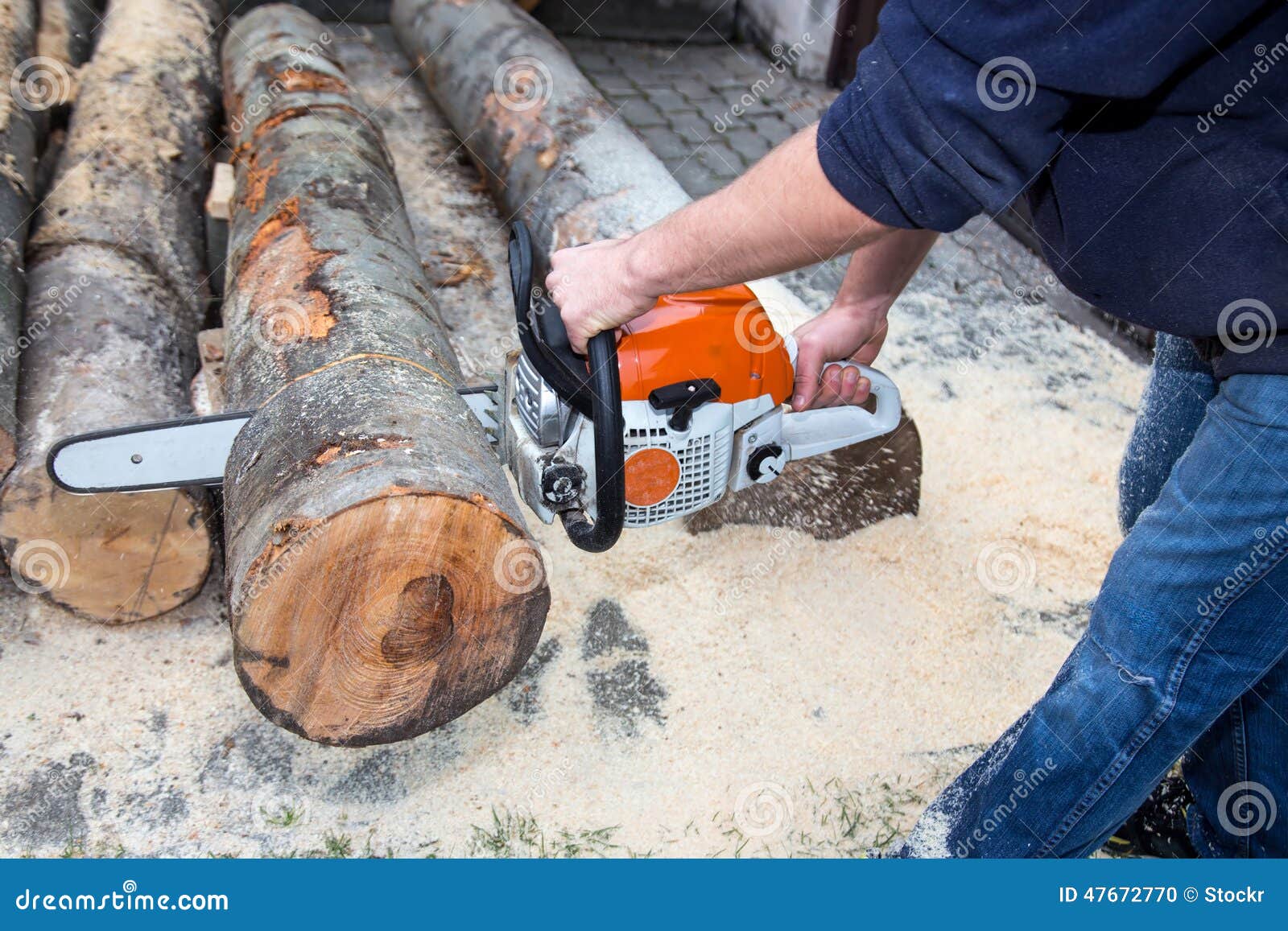 Cutting the tree stock photo. Image of occupation, lumberjack - 47672770