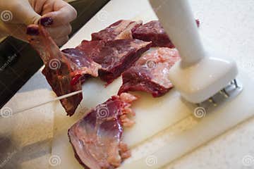 Cutting up meat stock photo. Image of fresh, board, knife - 80619092