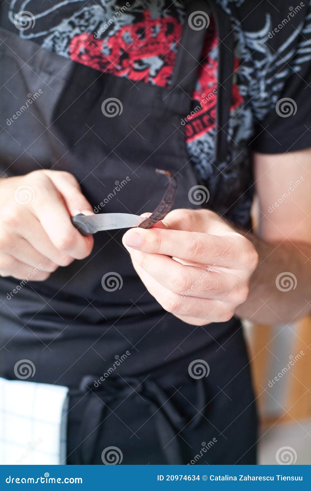 Cutting vanilla pod stock photo. Image of black, cream - 20974634