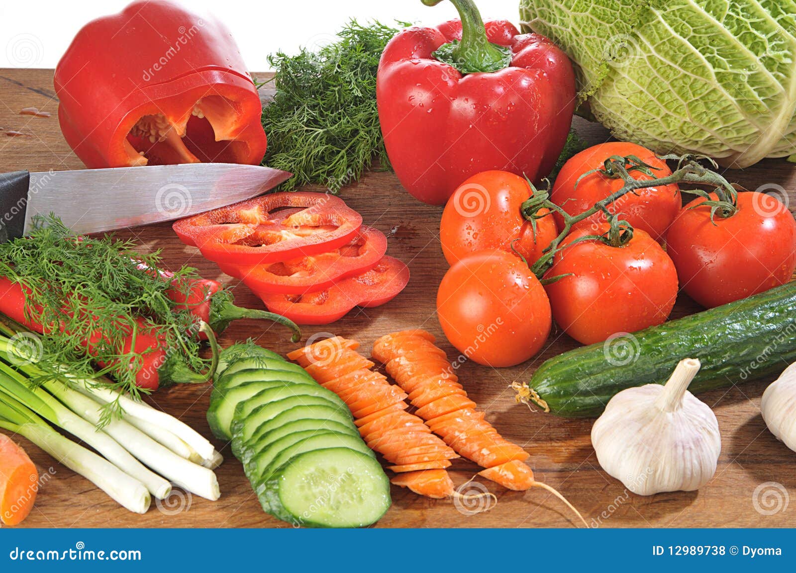 Cutting of vegetables stock photo. Image of bell, garlic - 12989738