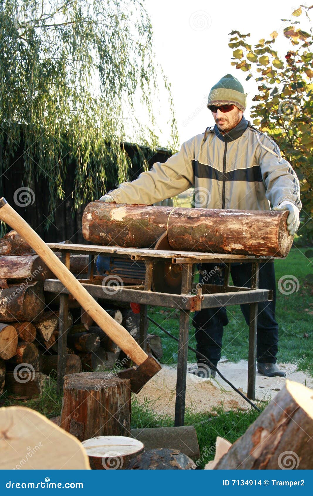 Cutting wood stock photo. Image of cutter, supplies, active - 7134914