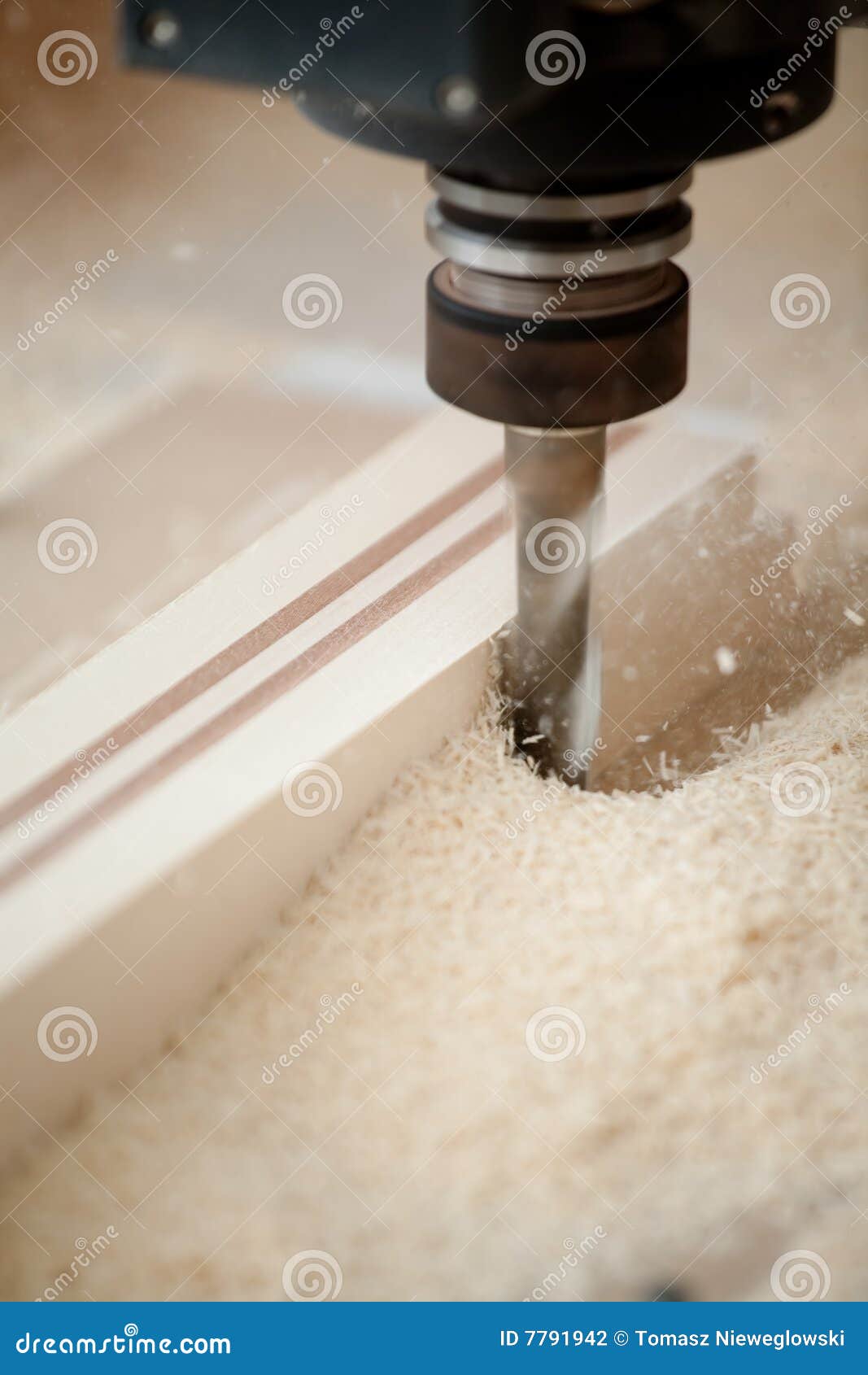 Cutting Wood on CNC Milling Stock Photo - Image of spindle, selective ...