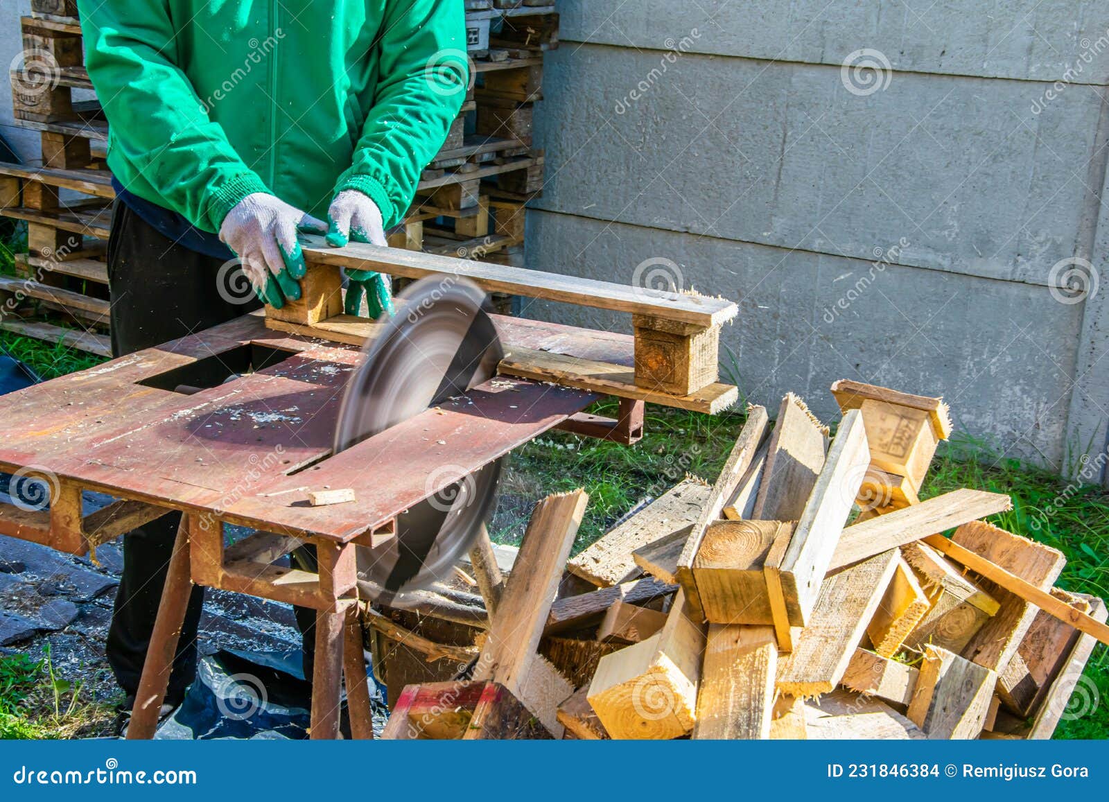 Cutting Wood on a Table Saw Stock Photo - Image of machine, table ...